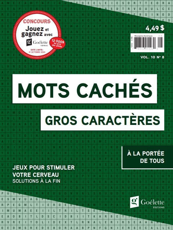 Gros caractères – Mots cachés V10 N8 - Goélette Gros caractères – Mots cachés V10 N8 - Goélette